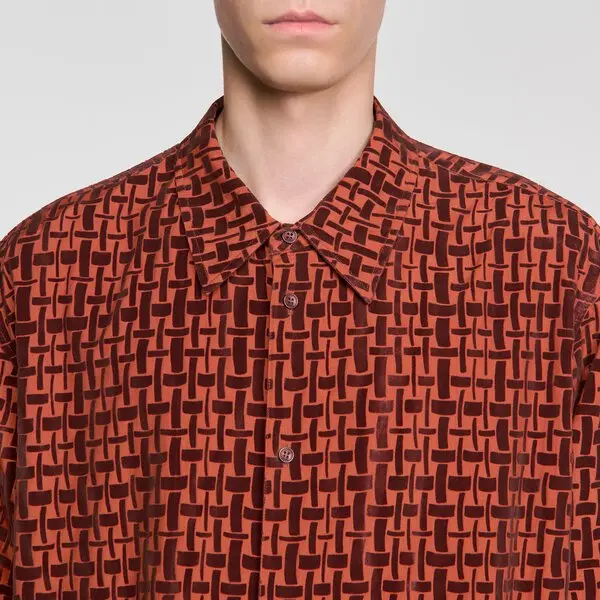 Sandro Shirt With Velvet Flocking - Burnt Orange