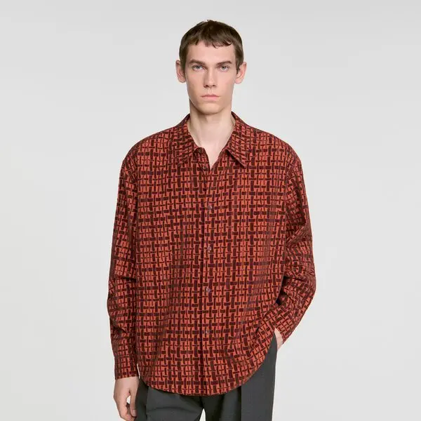 Sandro Shirt With Velvet Flocking - Burnt Orange