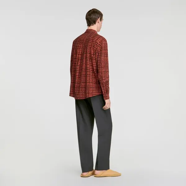 Sandro Shirt With Velvet Flocking - Burnt Orange