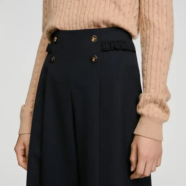 Sandro Buttoned Wide-leg Wool Trousers