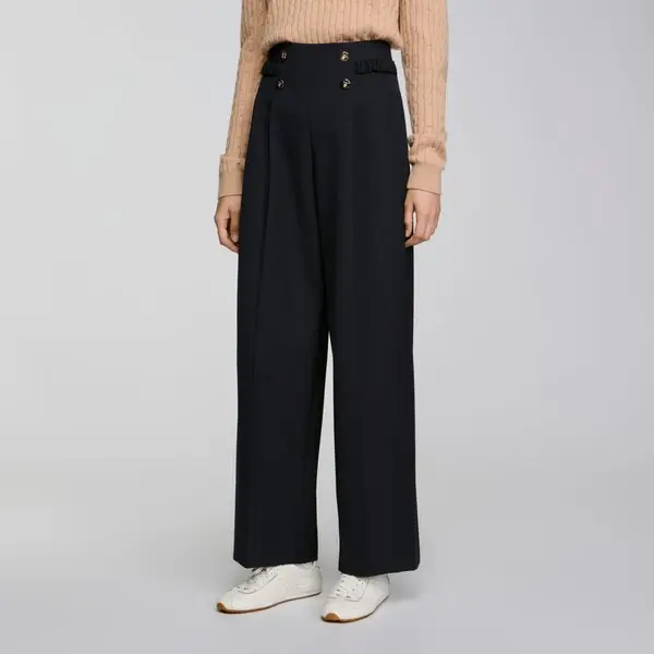 Sandro Buttoned Wide-leg Wool Trousers