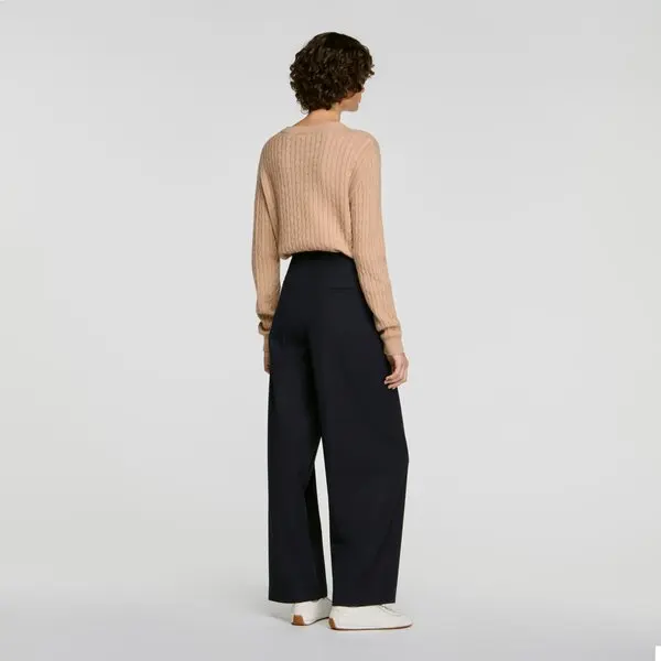 Sandro Buttoned Wide-leg Wool Trousers