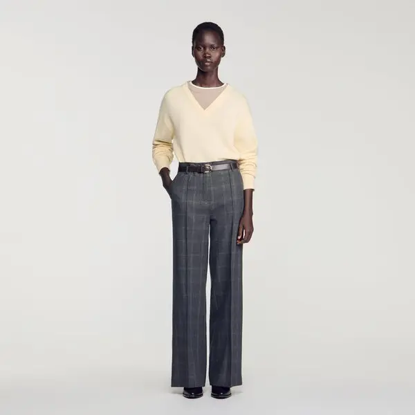 Sandro Checked Straight-leg Trousers