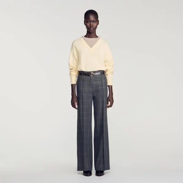 Sandro Checked Straight-leg Trousers