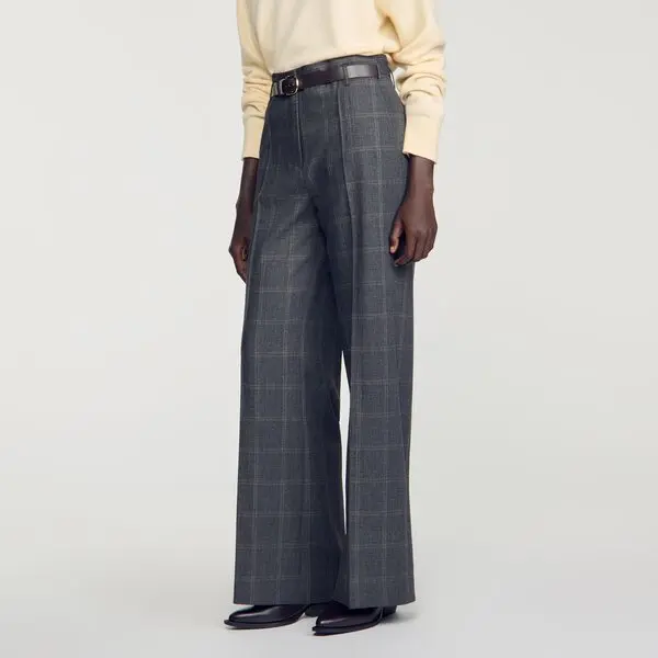 Sandro Checked Straight-leg Trousers