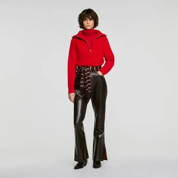 Sandro Zip-neck Knit Sweater