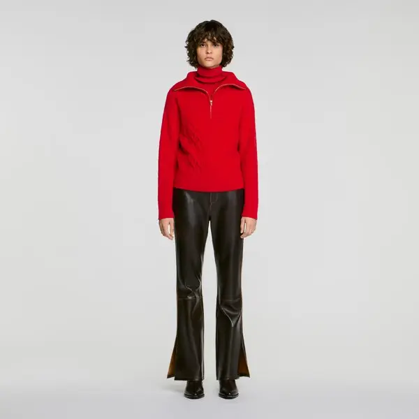 Sandro Zip-neck Knit Sweater
