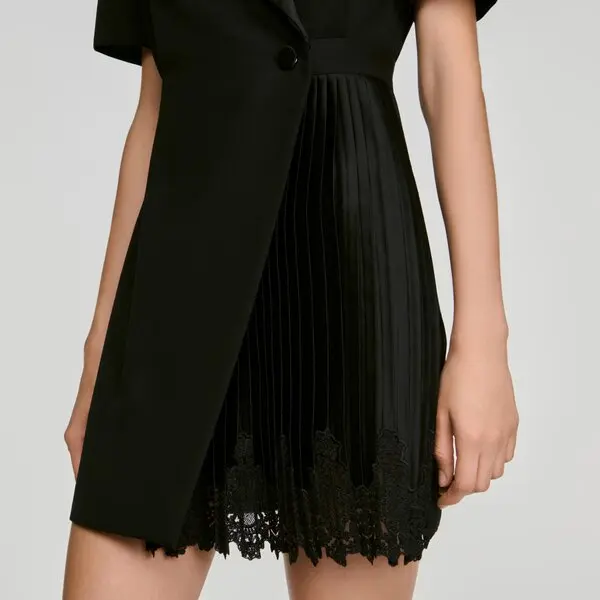 Sandro Short Lace Wrap Dress With Tailored Collar