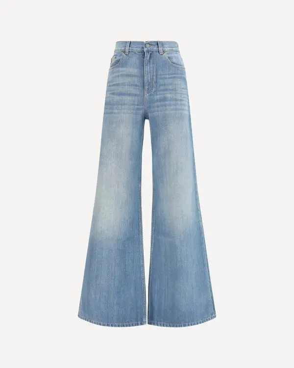 Chloé High-rise Wide-leg Denim Jeans - Light Blue
