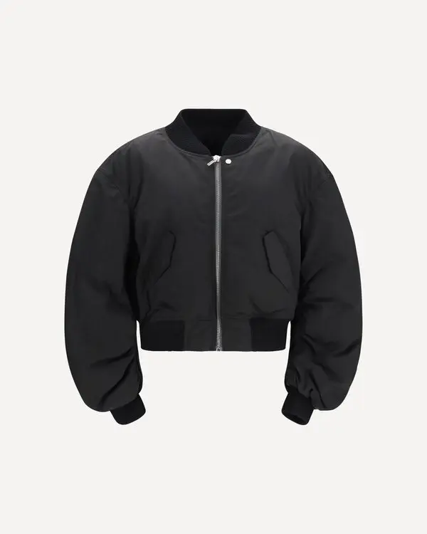 Rick Owens Bomber Jacket With Gathered Sleeves
