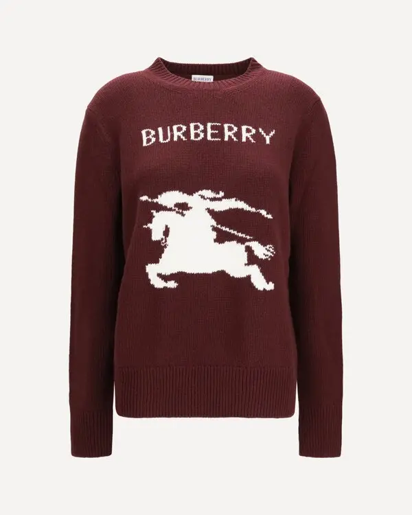 Burberry Cashmere And Wool Sweater With Knight Motif - Bordeaux