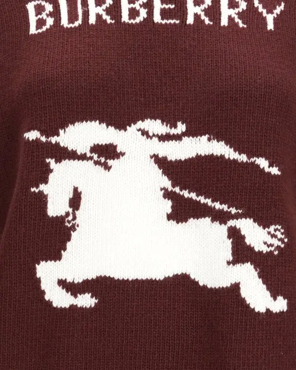 Burberry Cashmere And Wool Sweater With Knight Motif - Bordeaux