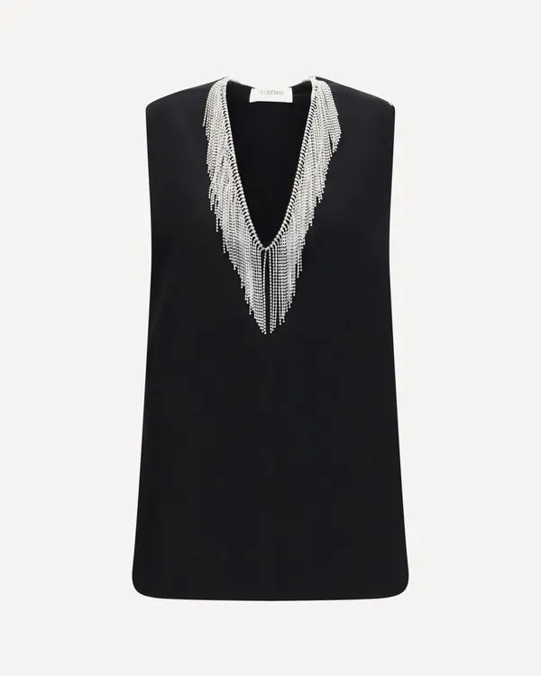 Max Mara Faglia V-neck Top With Crystals