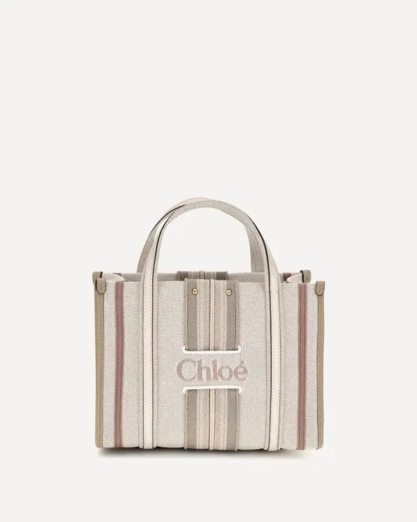Chloé Small Woody Loop Canvas Tote Bag - Beige