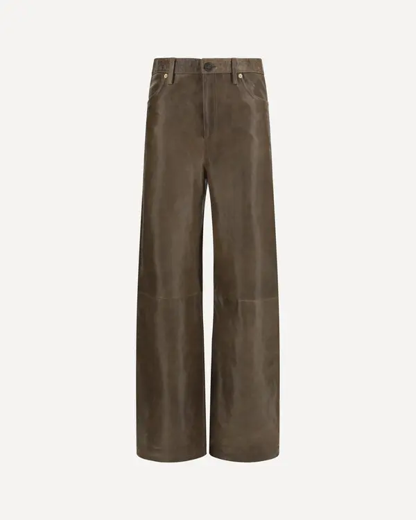 GOLDEN GOOSE Melany Leather Pants With Embroidery