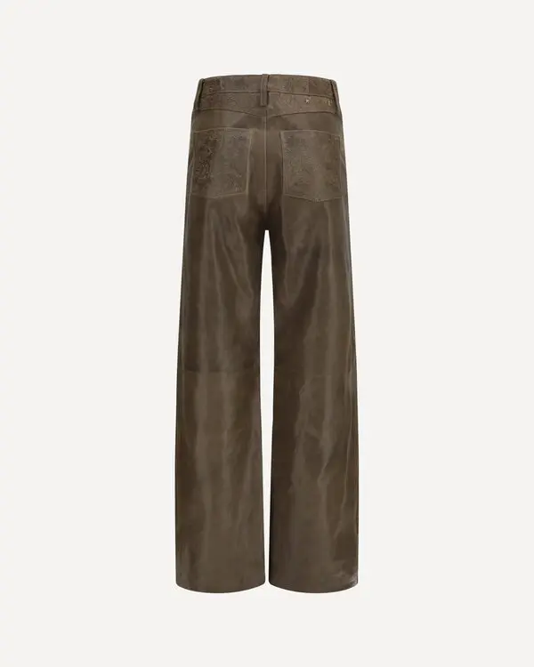 GOLDEN GOOSE Melany Leather Pants With Embroidery