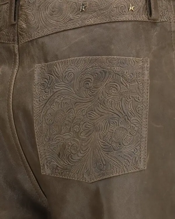 GOLDEN GOOSE Melany Leather Pants With Embroidery