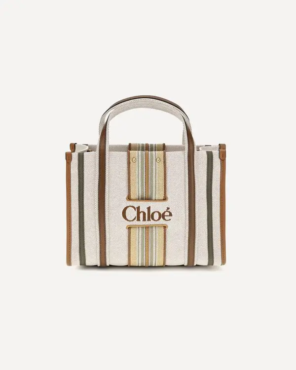Chloé Small Woody Loop Canvas Tote Bag - Beige