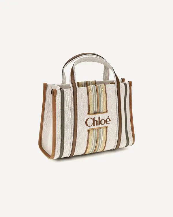 Chloé Small Woody Loop Canvas Tote Bag - Beige