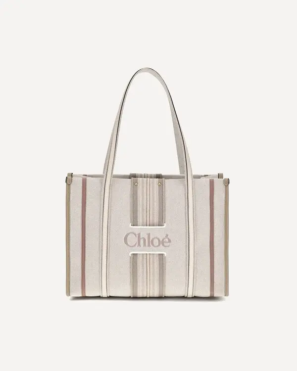 Chloé Woody Loop Canvas Tote Bag - Beige