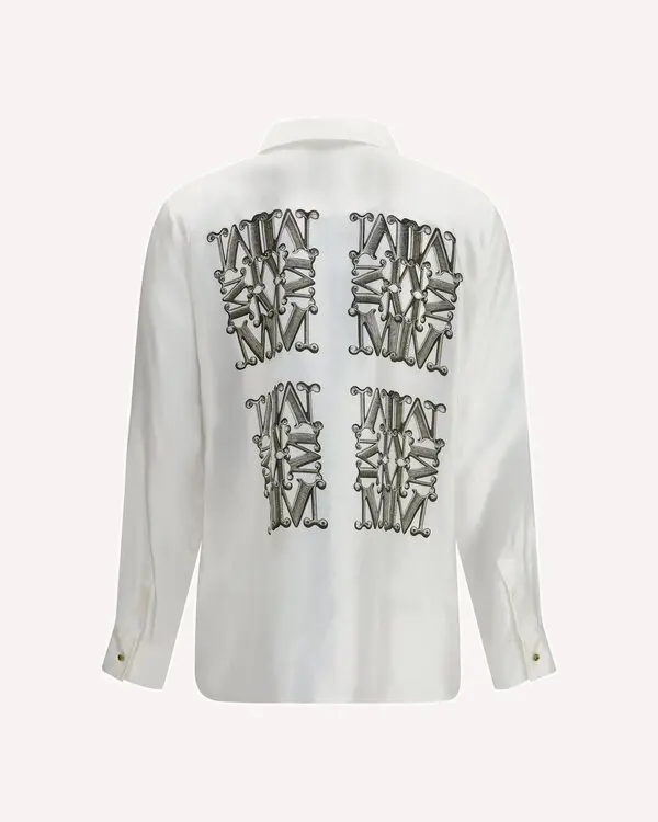 Max Mara Printed Silk Twill Shirt - White