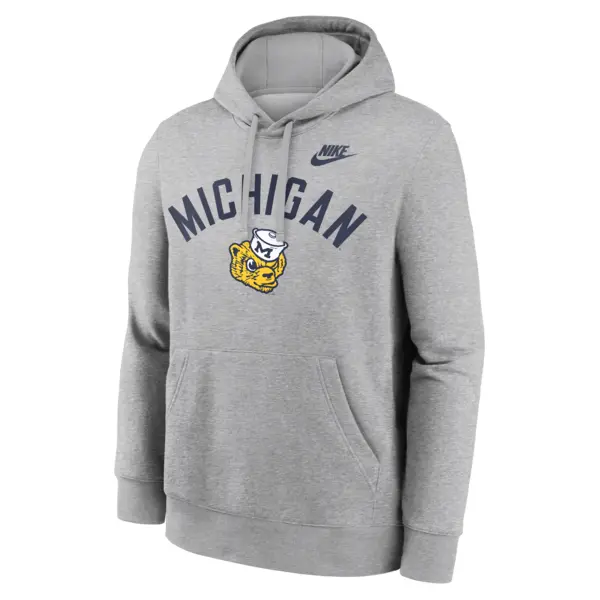 Nike Michigan Legacy Arch Club College Pullover Hoodie - Grey