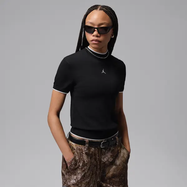JORDAN Sport Mock-neck Short-sleeve Golf Top - Black