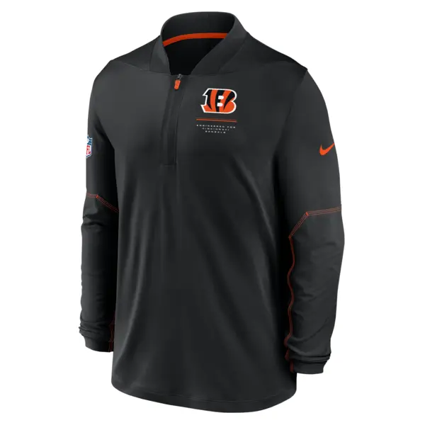 Nike Cincinnati Bengals Sideline Dri-fit Nfl 1/2-zip Top - Black