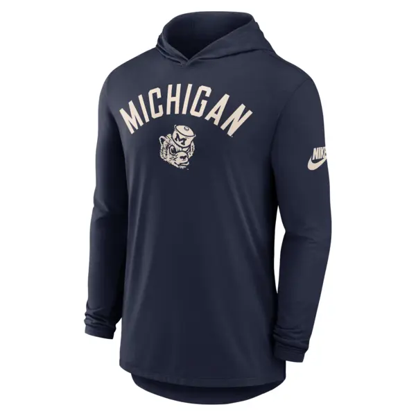 Nike Michigan Legacy Arch Dri-fit College Long-sleeve Hooded T-shirt - Blue