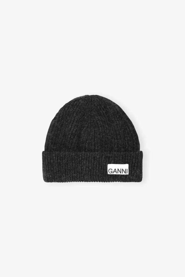 GANNI Rib Knit Wool Beanie - Mixed