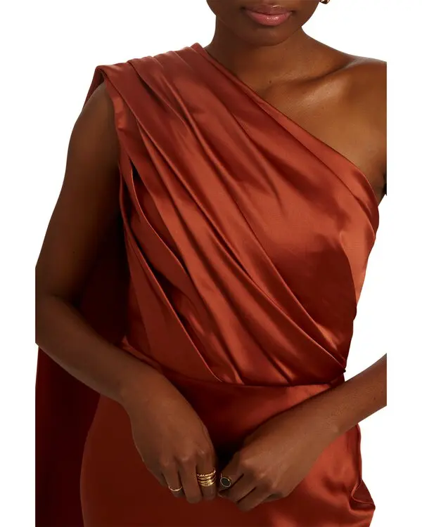 Amsale One Shoulder Drape Gown