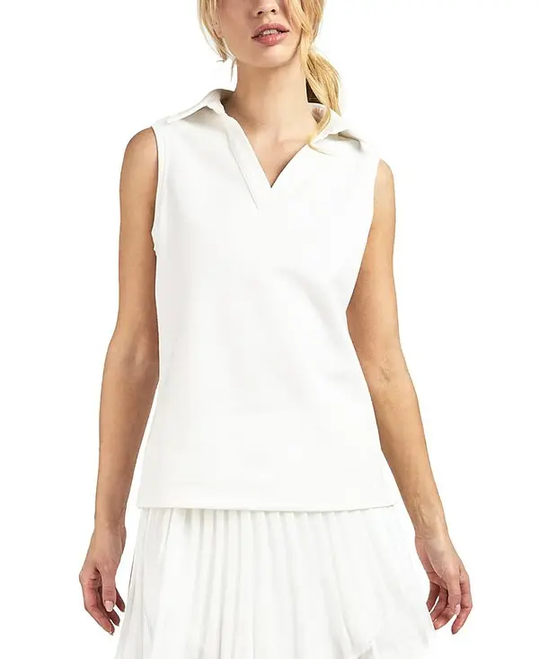 ELLE COLLECTION Sleeveless Polo - White