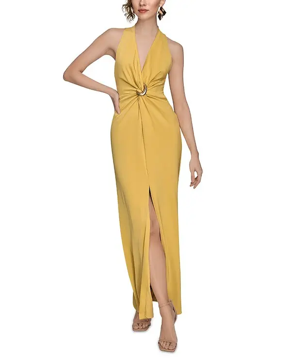Donna Karan New York V-neck Satin Gown