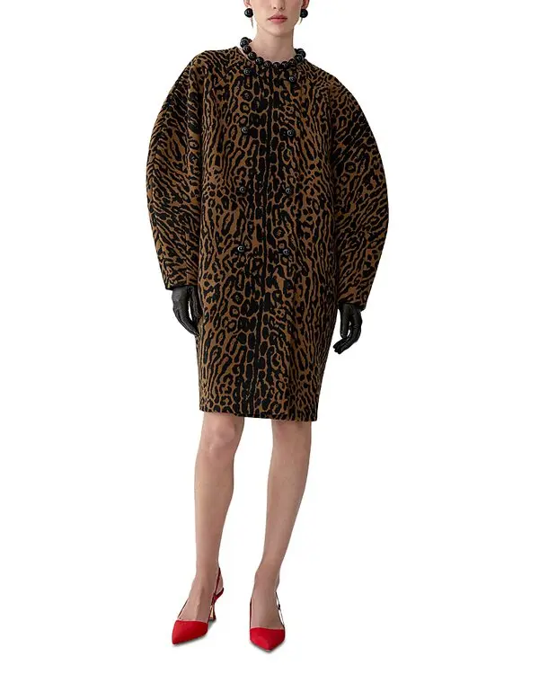 Carolina Herrera Wool Printed Cocoon Coat