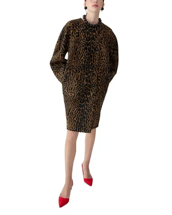 Carolina Herrera Wool Printed Cocoon Coat