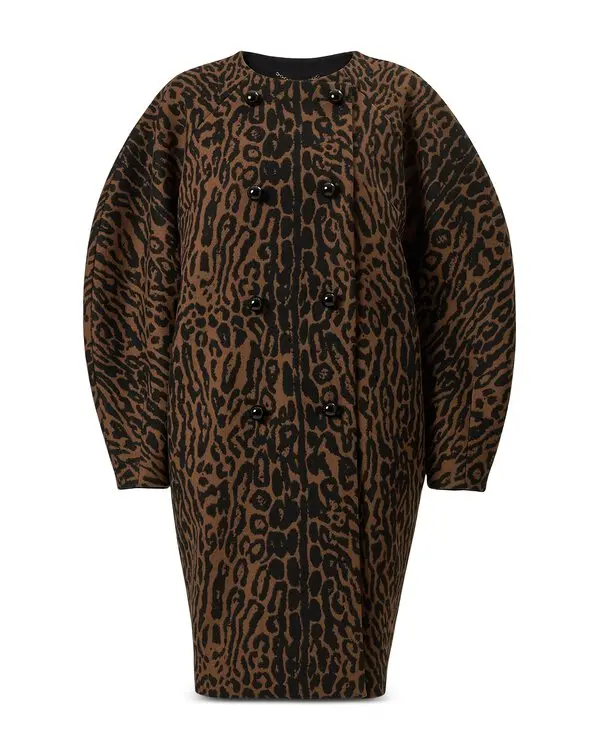Carolina Herrera Wool Printed Cocoon Coat
