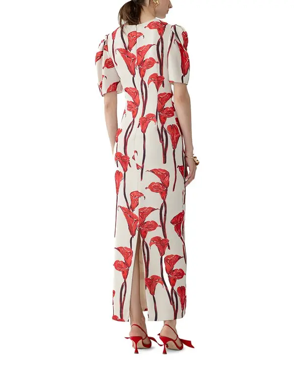 Carolina Herrera Printed Short Sleeve Ankle Dress