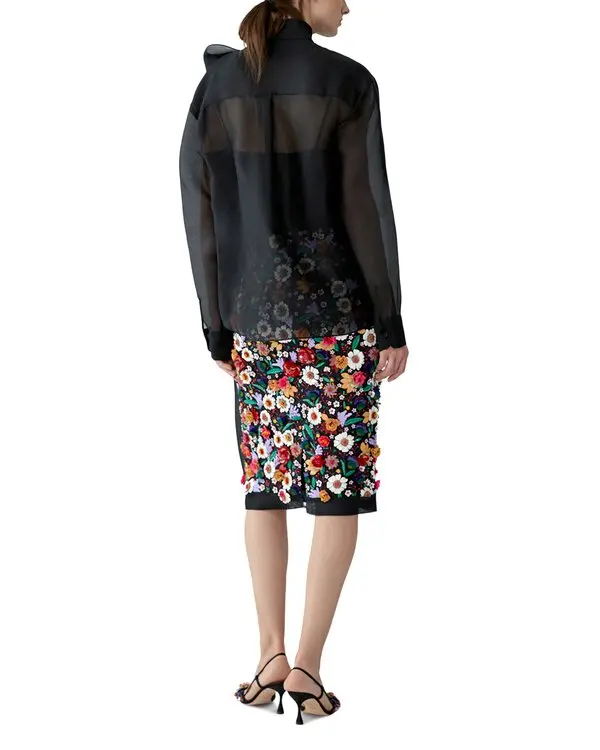 Carolina Herrera Long Sleeve Button Down Bow Blouse