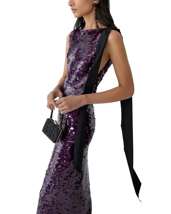 Carolina Herrera Sequin Embellished Boat Neck Dress