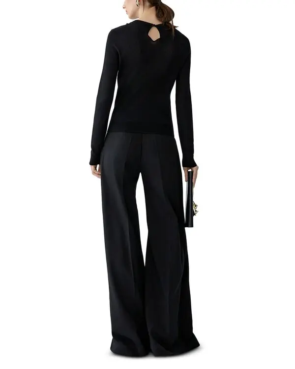Carolina Herrera Embellished Long Sleeve Crewneck Sweater