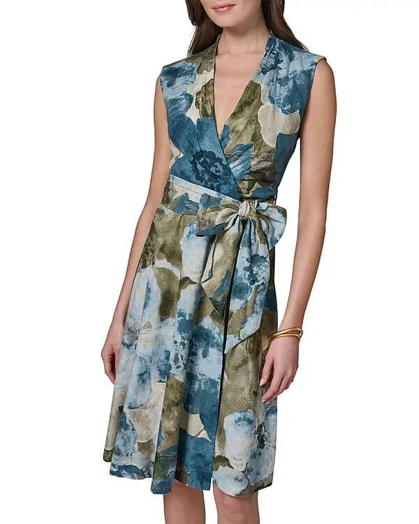 Donna Karan New York Belted Sleeveless Wrap Dress