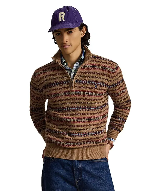 Polo Ralph Lauren Fair Isle Wool Stand Collar Zip Sweater