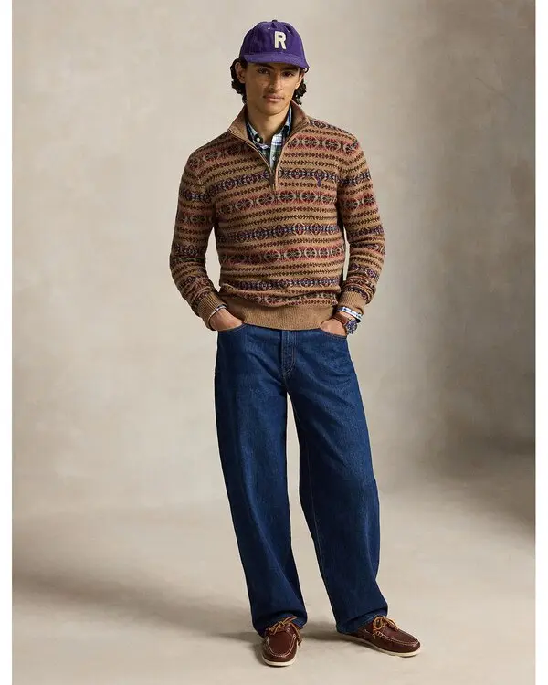 Polo Ralph Lauren Fair Isle Wool Stand Collar Zip Sweater