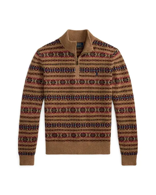 Polo Ralph Lauren Fair Isle Wool Stand Collar Zip Sweater