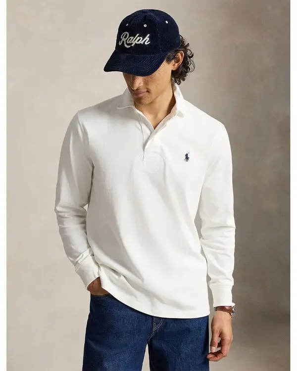 Polo Ralph Lauren Rustic Cotton Faux Suede Rugby Polo Shirt - Trophy Cream