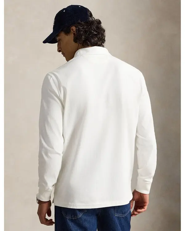 Polo Ralph Lauren Rustic Cotton Faux Suede Rugby Polo Shirt - Trophy Cream