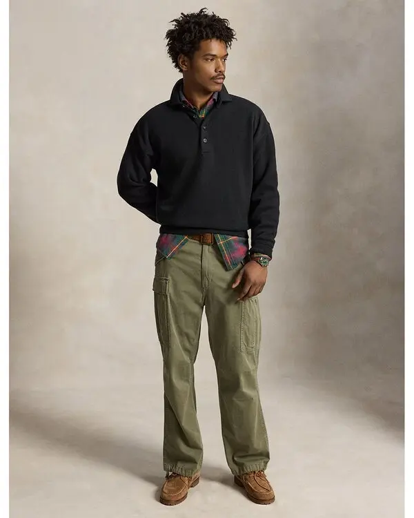 Polo Ralph Lauren Suede Heritage Rib Knit Sweater - Black