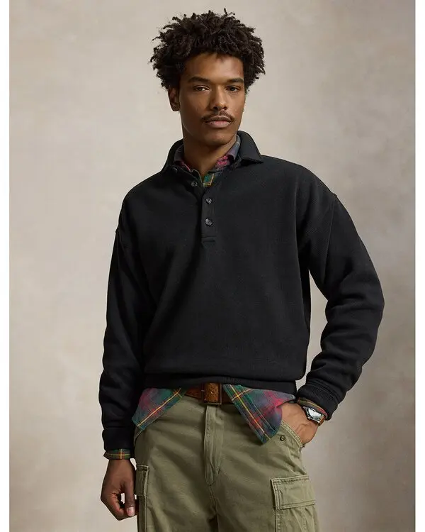 Polo Ralph Lauren Suede Heritage Rib Knit Sweater - Black