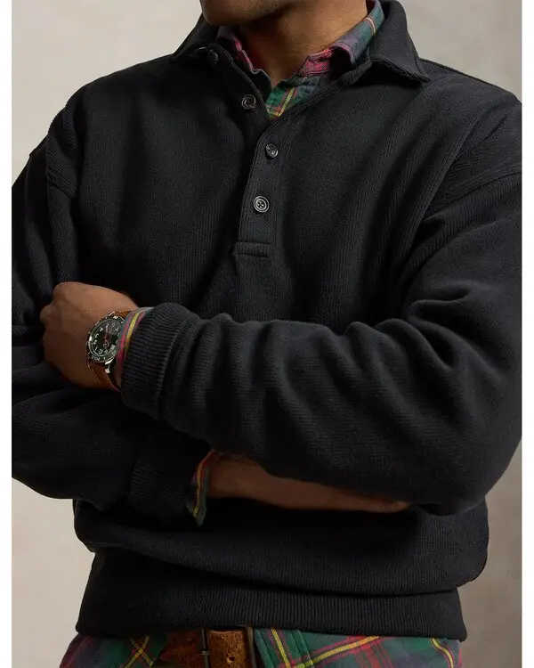 Polo Ralph Lauren Suede Heritage Rib Knit Sweater - Black