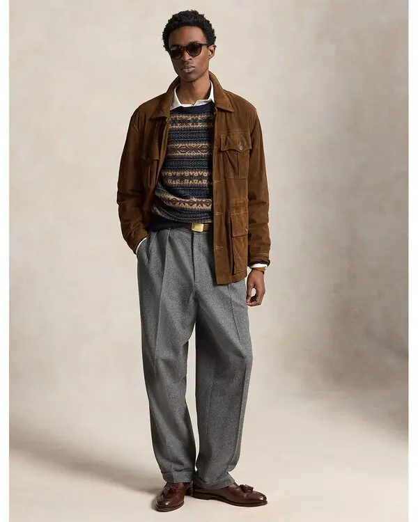 Polo Ralph Lauren Suede Leather Cargo Pocket Utility Jacket